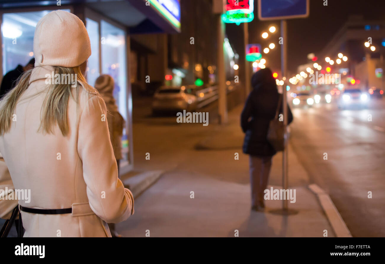 Girl alone at bus stop hi-res stock photography and images - Alamy