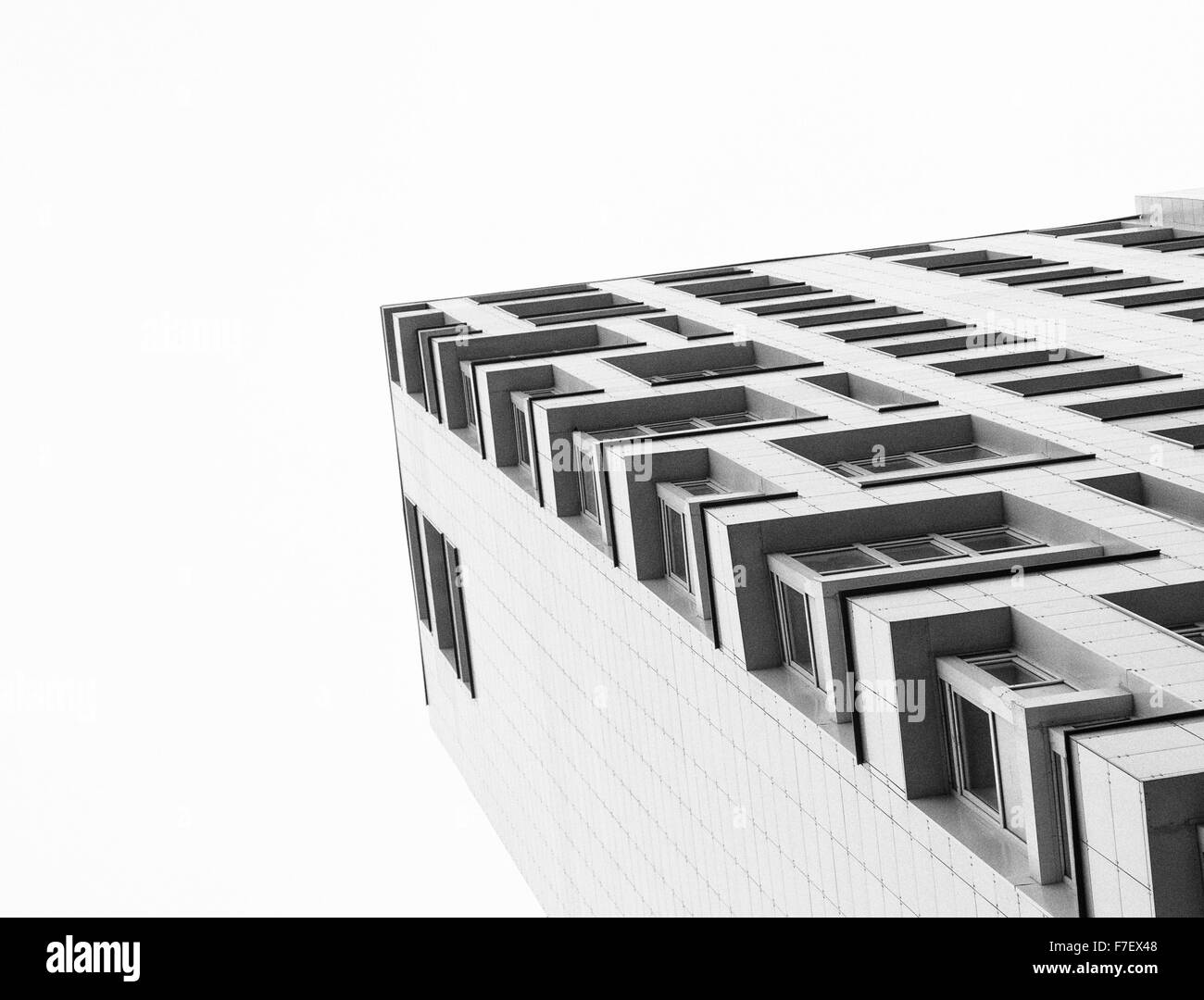 Black and white monochrome abstract photograph of a large building ...