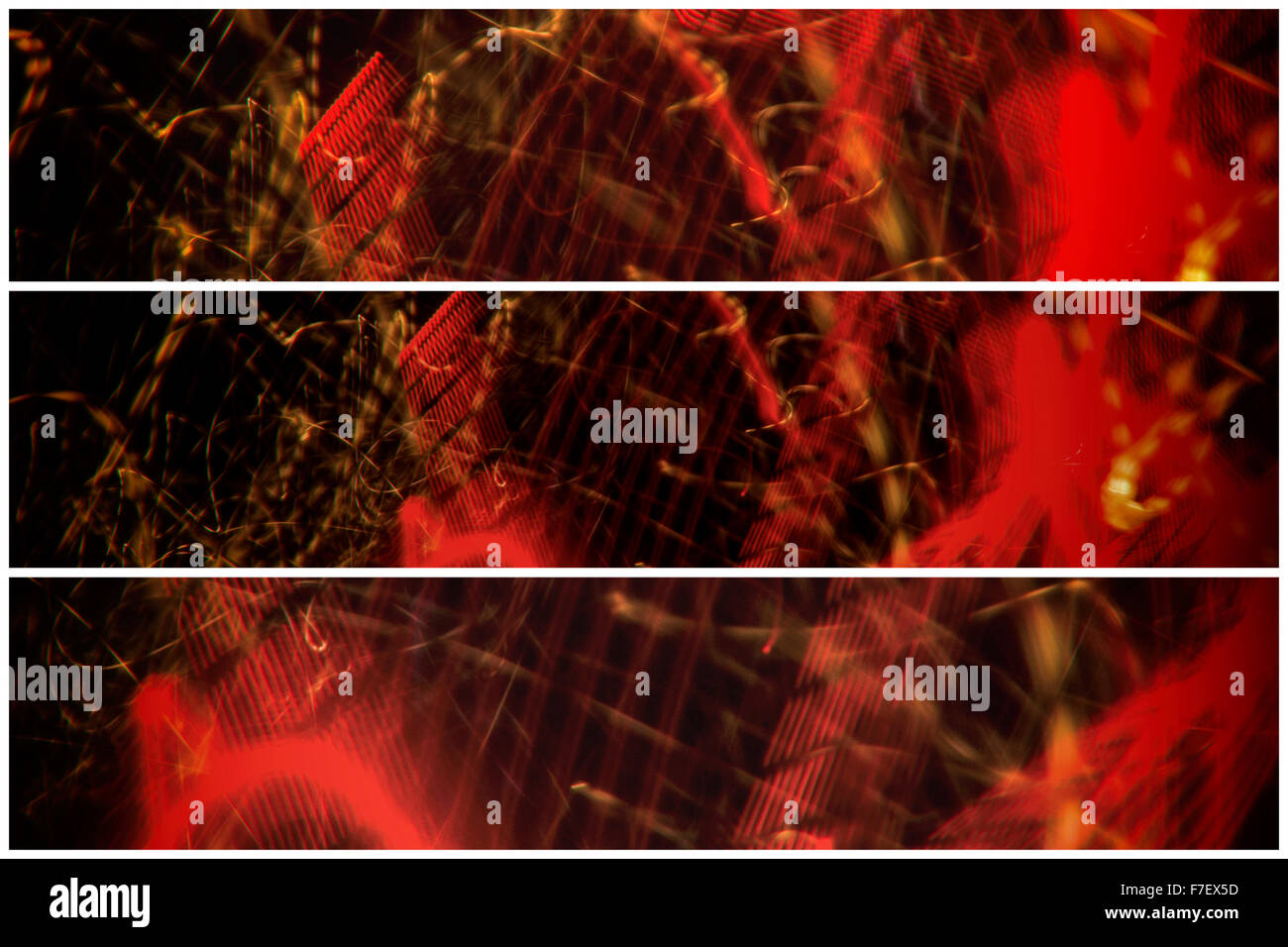 Lightpainting triptych in horizontal format using vibrant funky colour ...