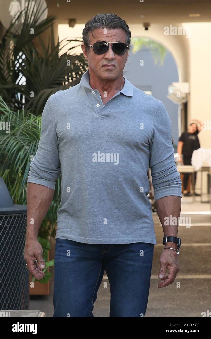 Sylvester Stallone seen leaving Cafe Roma with a friend Featuring ...