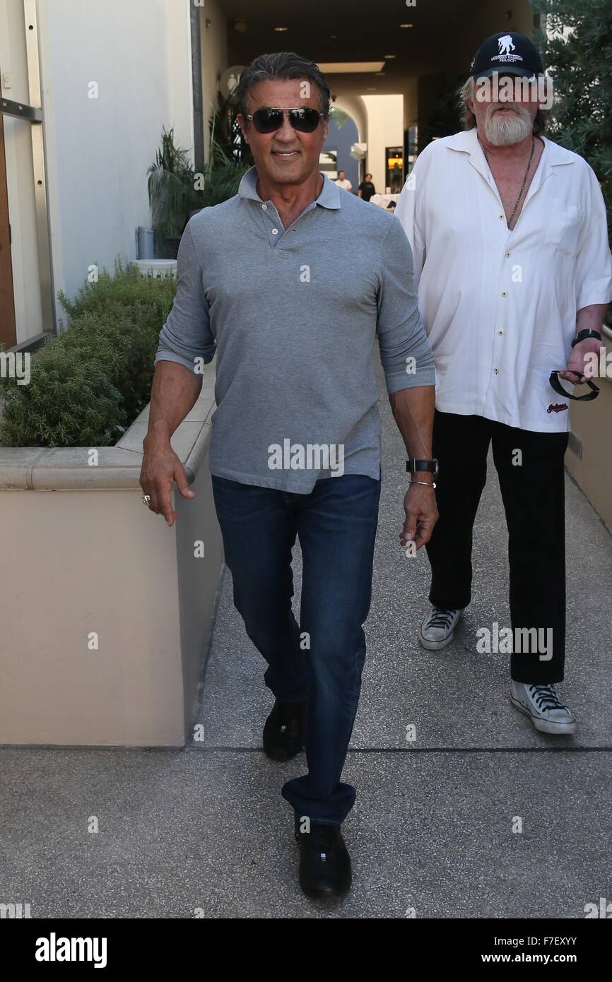 Sylvester Stallone seen leaving Cafe Roma with a friend Featuring ...