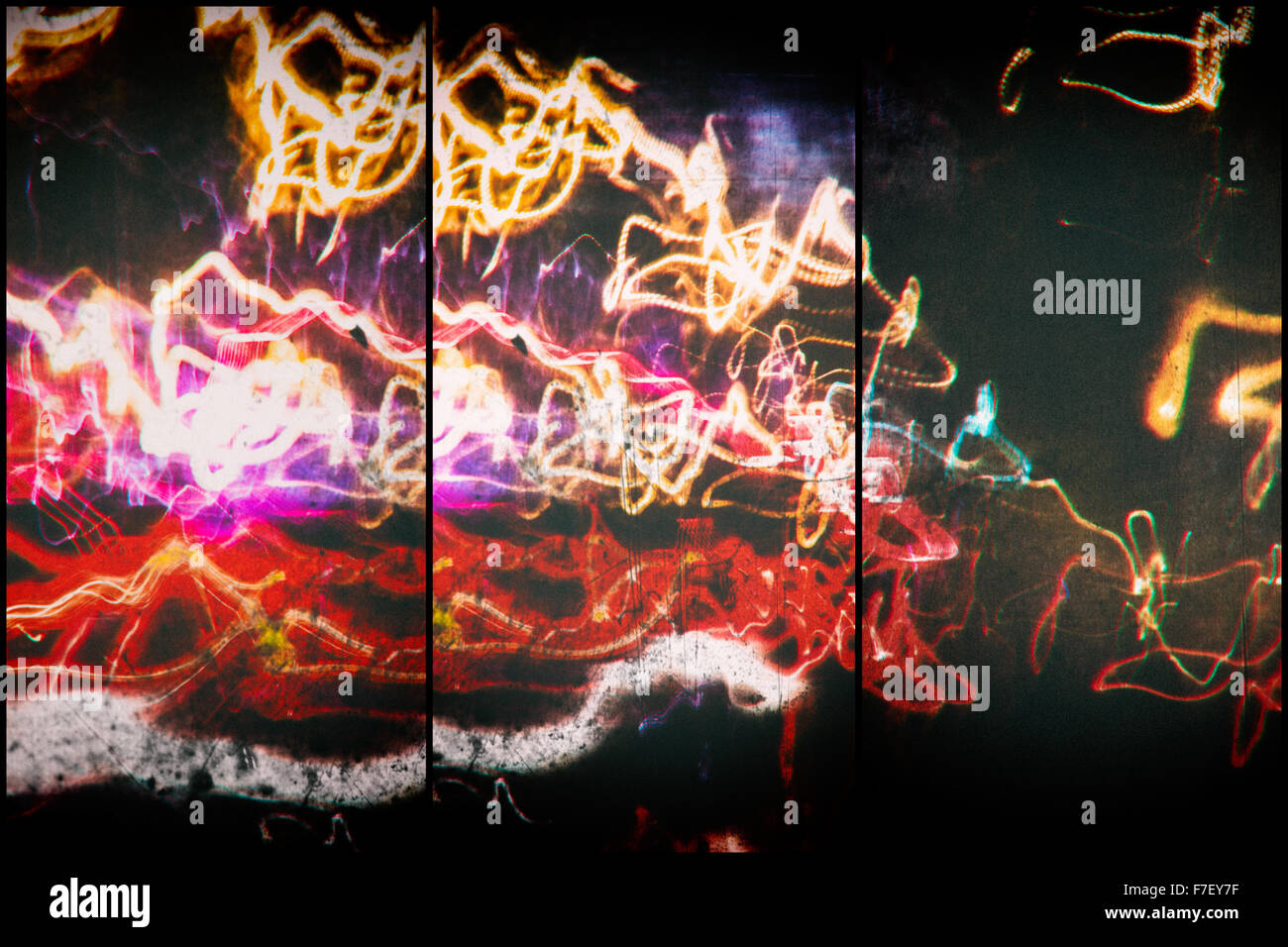 The triptych Lightpainting presents modern urbanism using vibrant funky ...