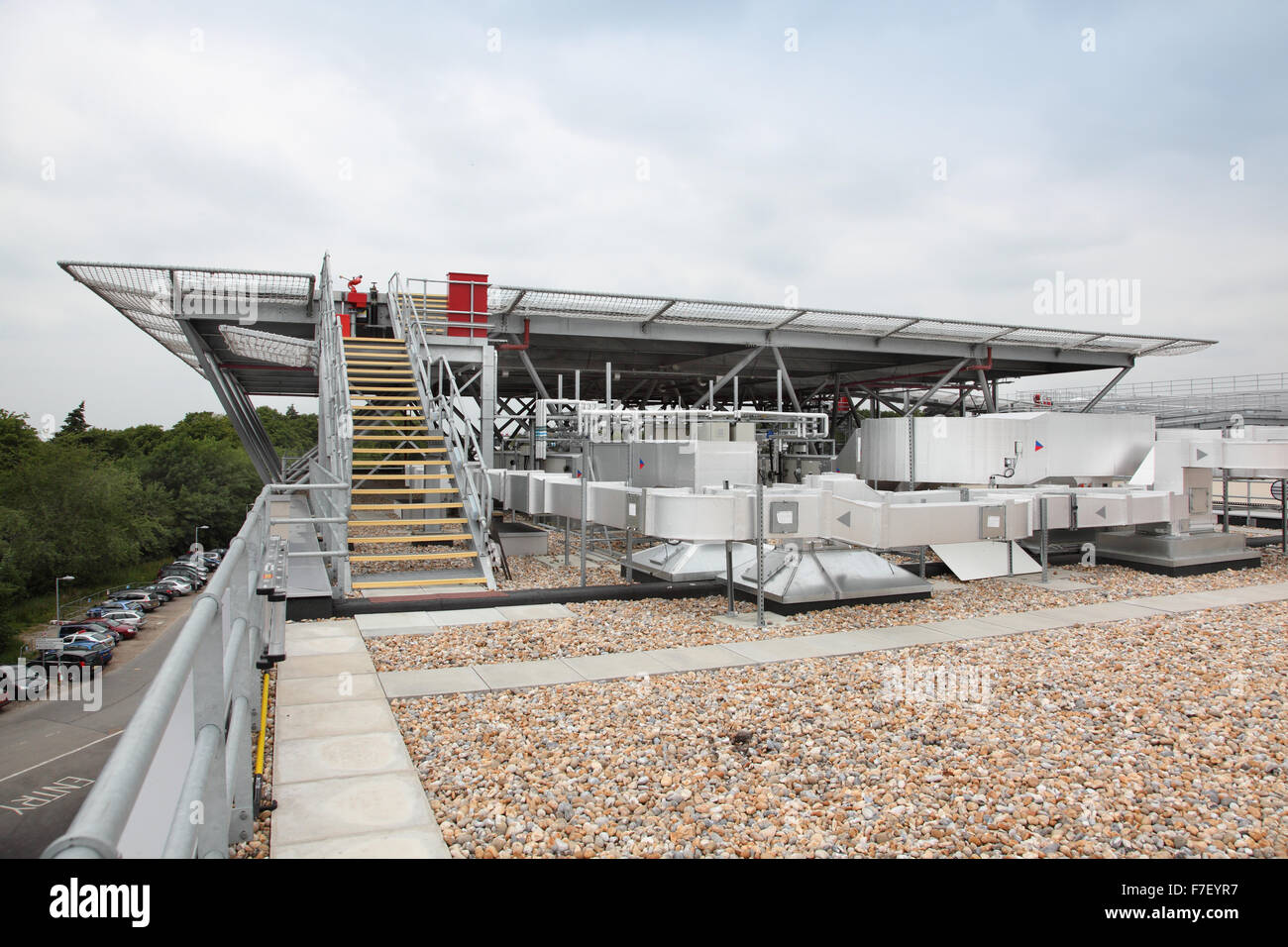 The helicopter landing deck at Broomfield Hospital, Chelmsford, UK ...