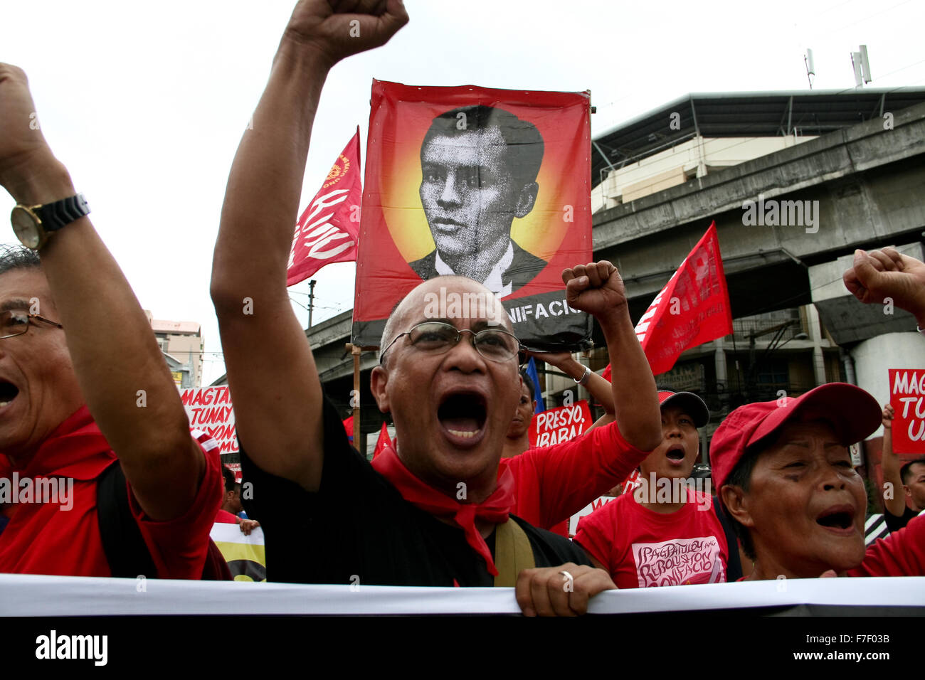 Philippines. 30th Nov, 2015. Protesters chant while they march to ...