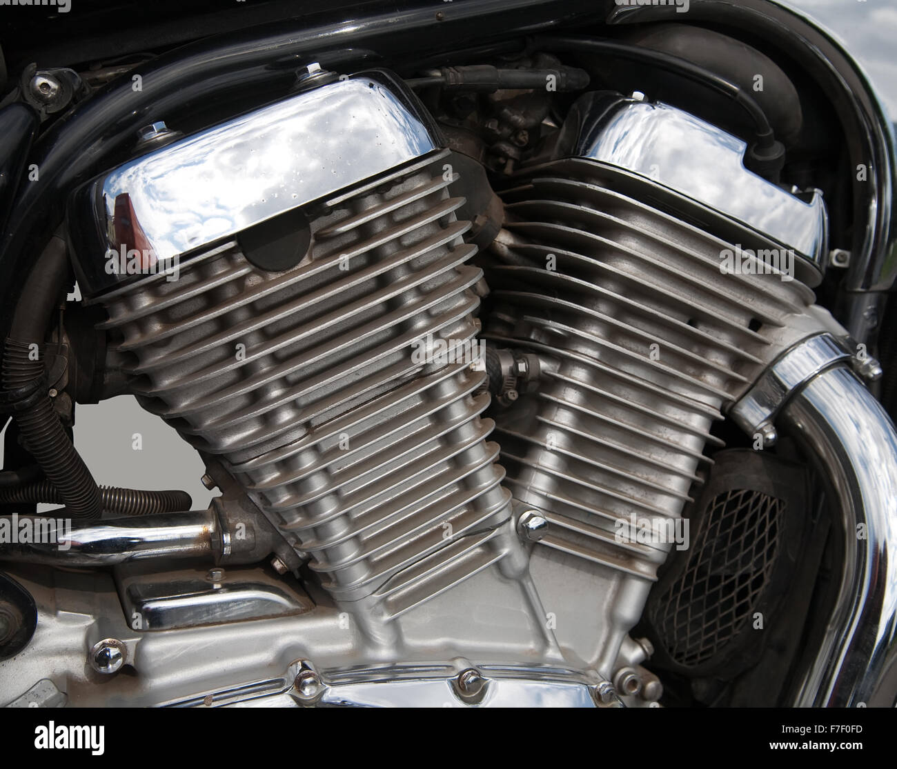 Closeup of a big shiny Motorcycle engine Stock Photo - Alamy
