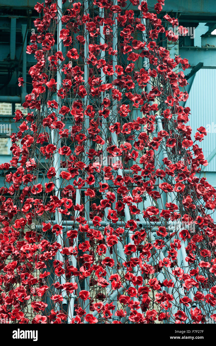 The Cascade of Ceramic Red Poppies at Woodhorn Mining Museum in Memory ...
