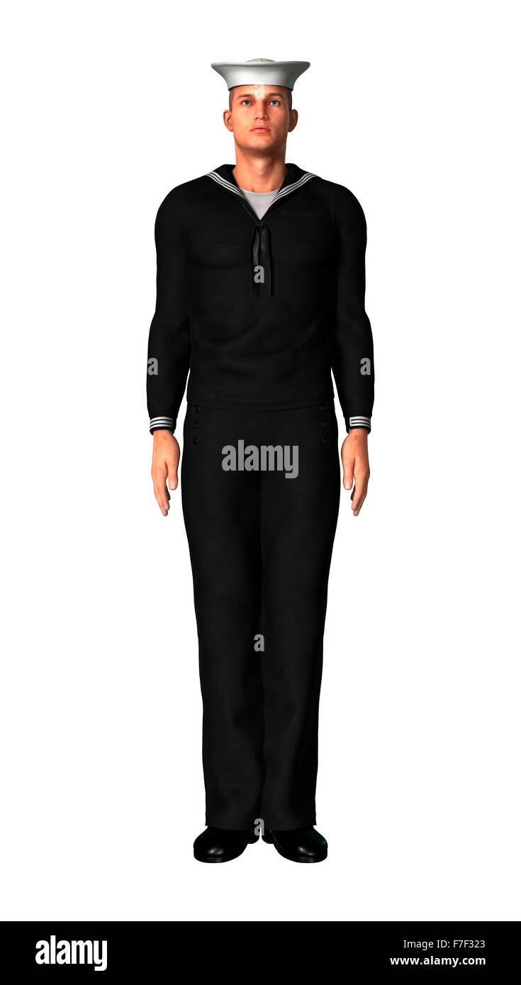 3D digital render of a young seaman isolated on white background Stock ...