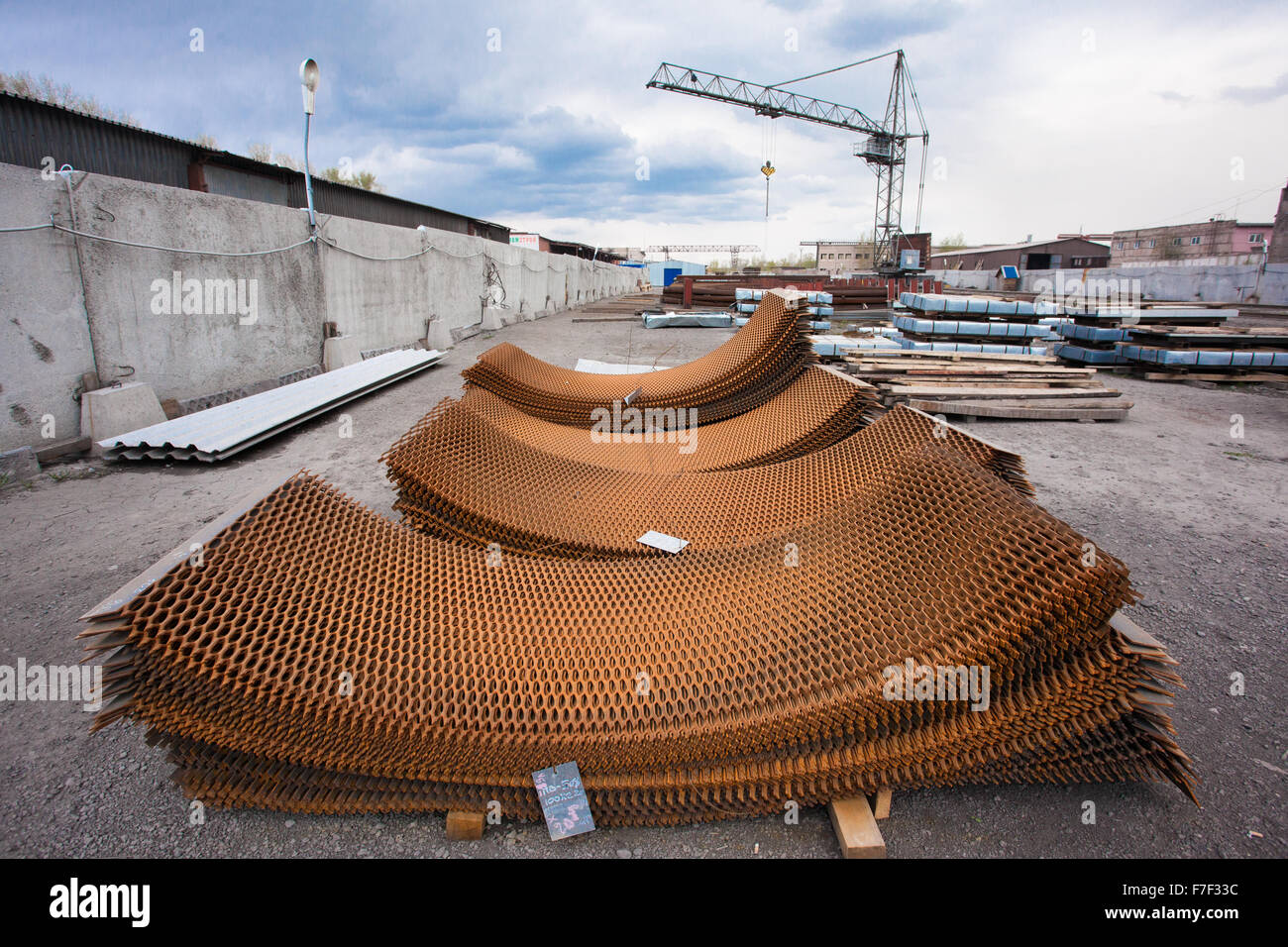 Stack of steel grid at construction Stock Photo - Alamy