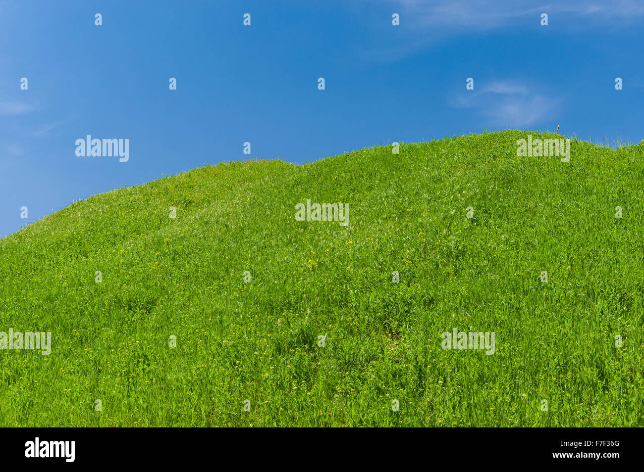 Spring landscape with green hills against blue sky Stock Photo - Alamy