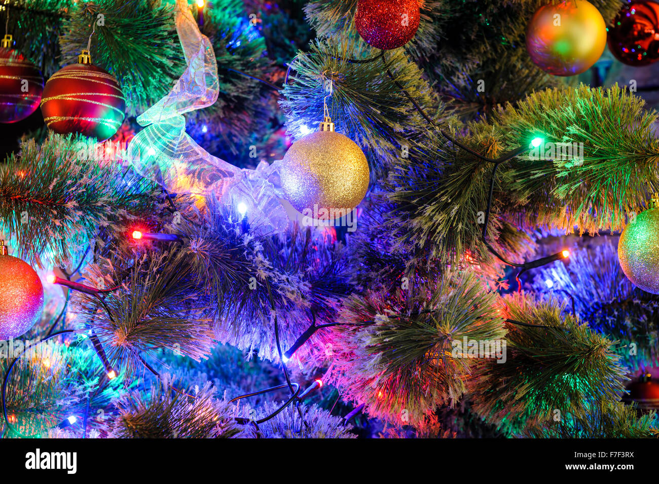Decorated Christmas tree closeup Stock Photo - Alamy