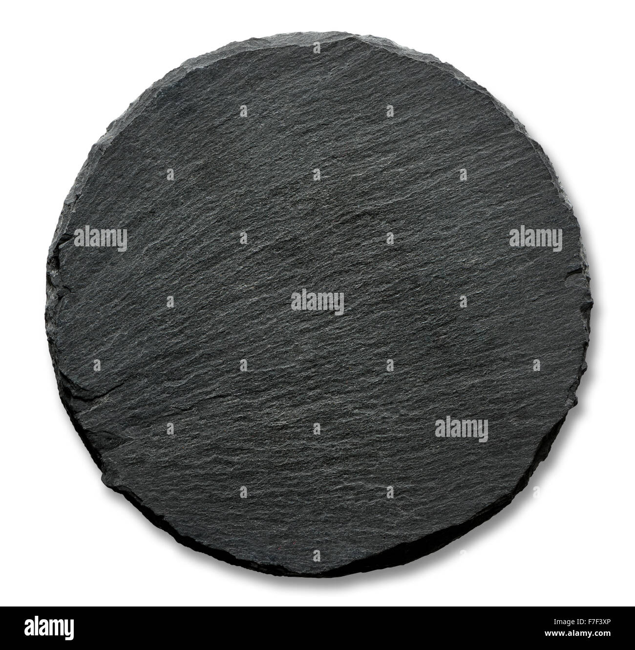 Round slate stand isolated on a white background Stock Photo - Alamy