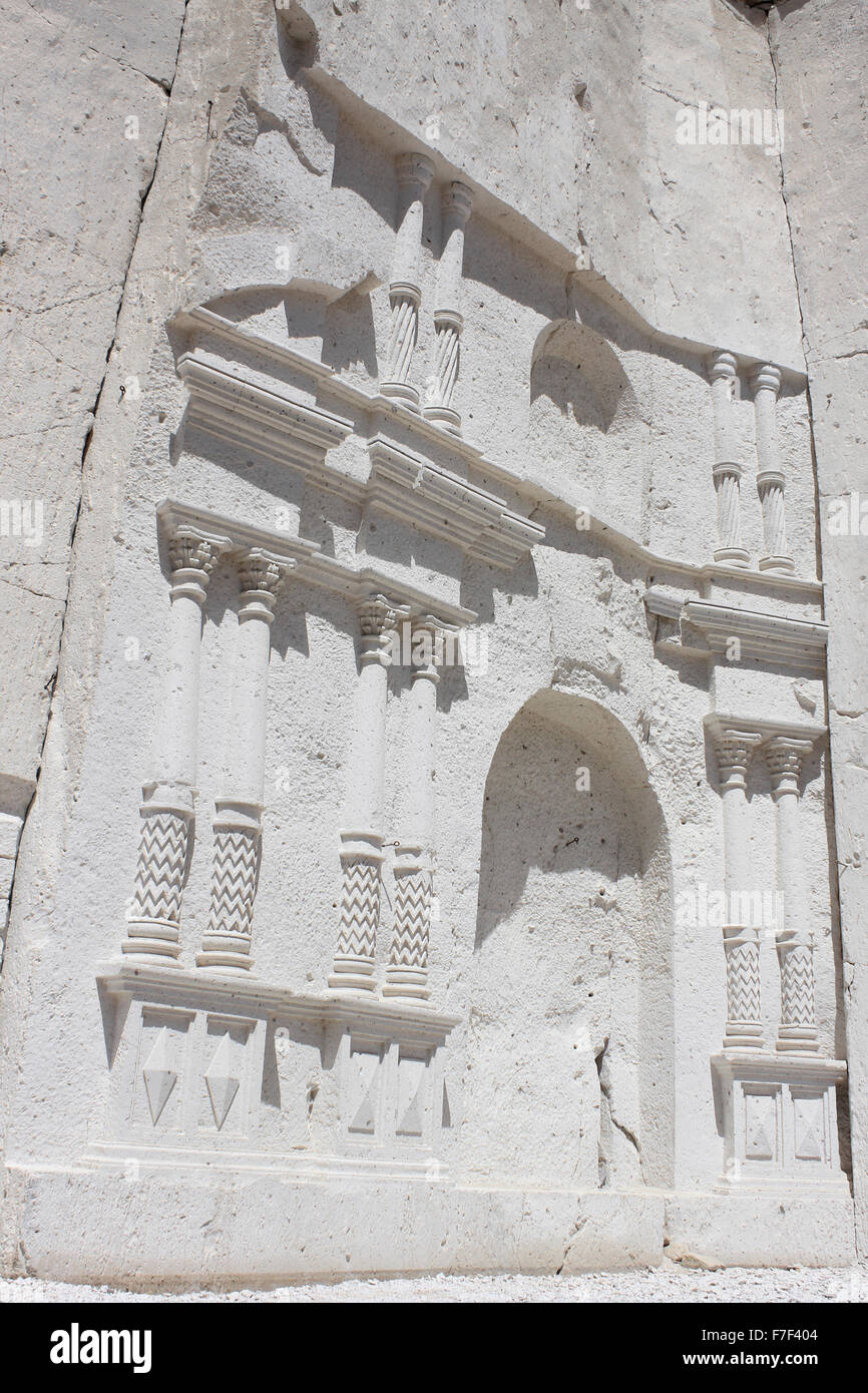 Carved Volcanic Rock Face In La Ruta del Sillar Quarry, Arequipa, Peru ...