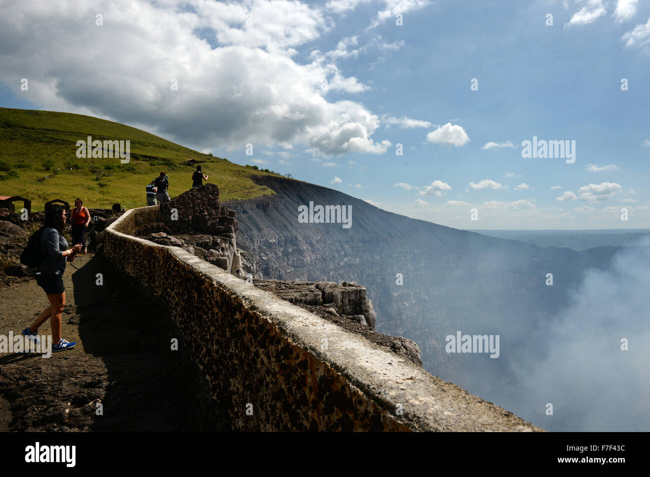 Smoke and vapour rises from the crater of the Masaya Vulcano at the ...