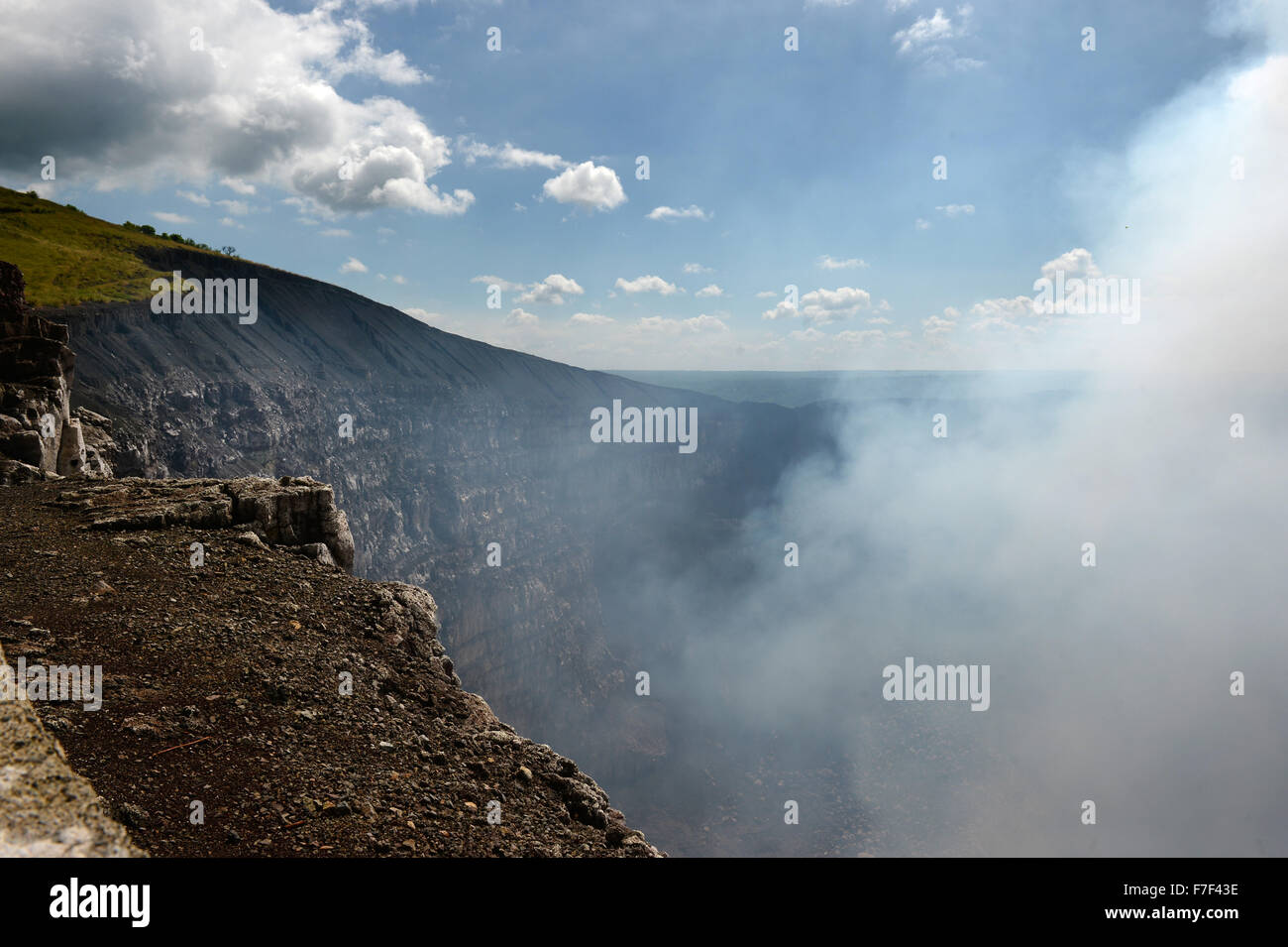Smoke and vapour rises from the crater of the Masaya Vulcano at the ...
