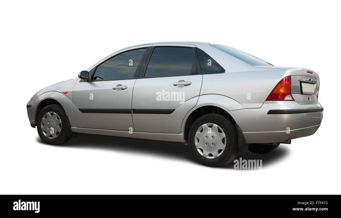 silver car on white. Isolated whith clipping path Stock Photo - Alamy