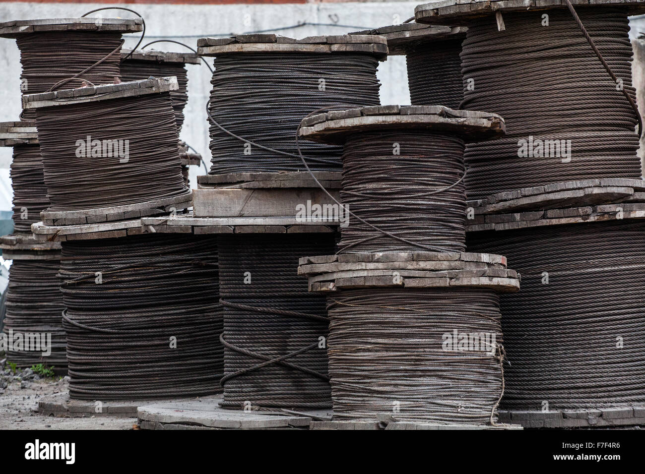 Large rolls of steel cables Stock Photo - Alamy