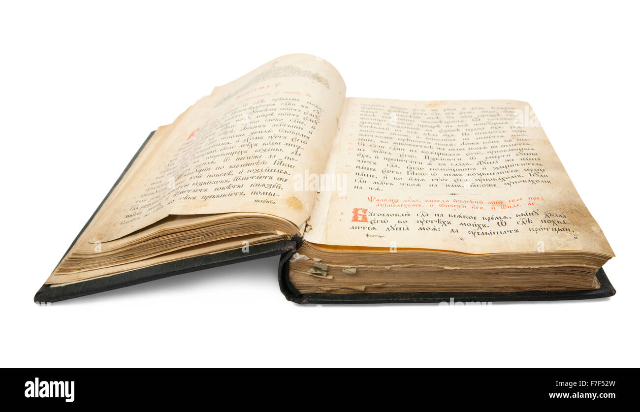 The old opened book is christian Psalter over white Stock Photo - Alamy