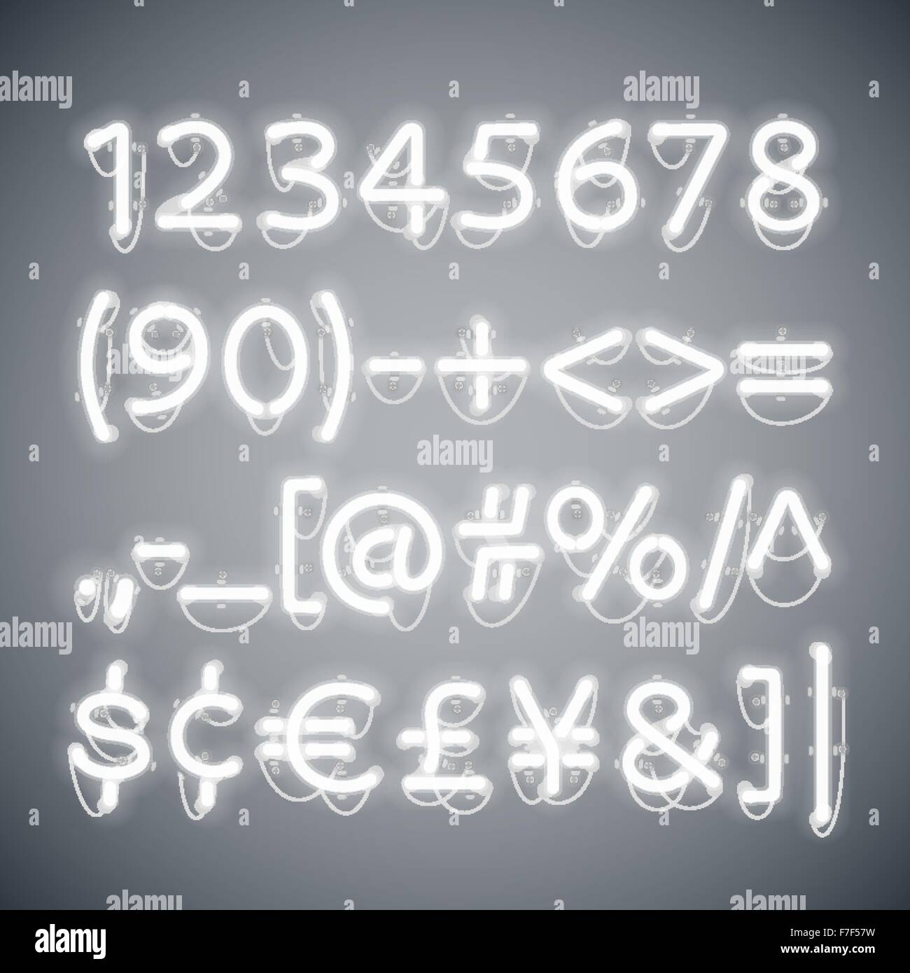 White Glowing Neon Numbers Stock Vector Image & Art - Alamy