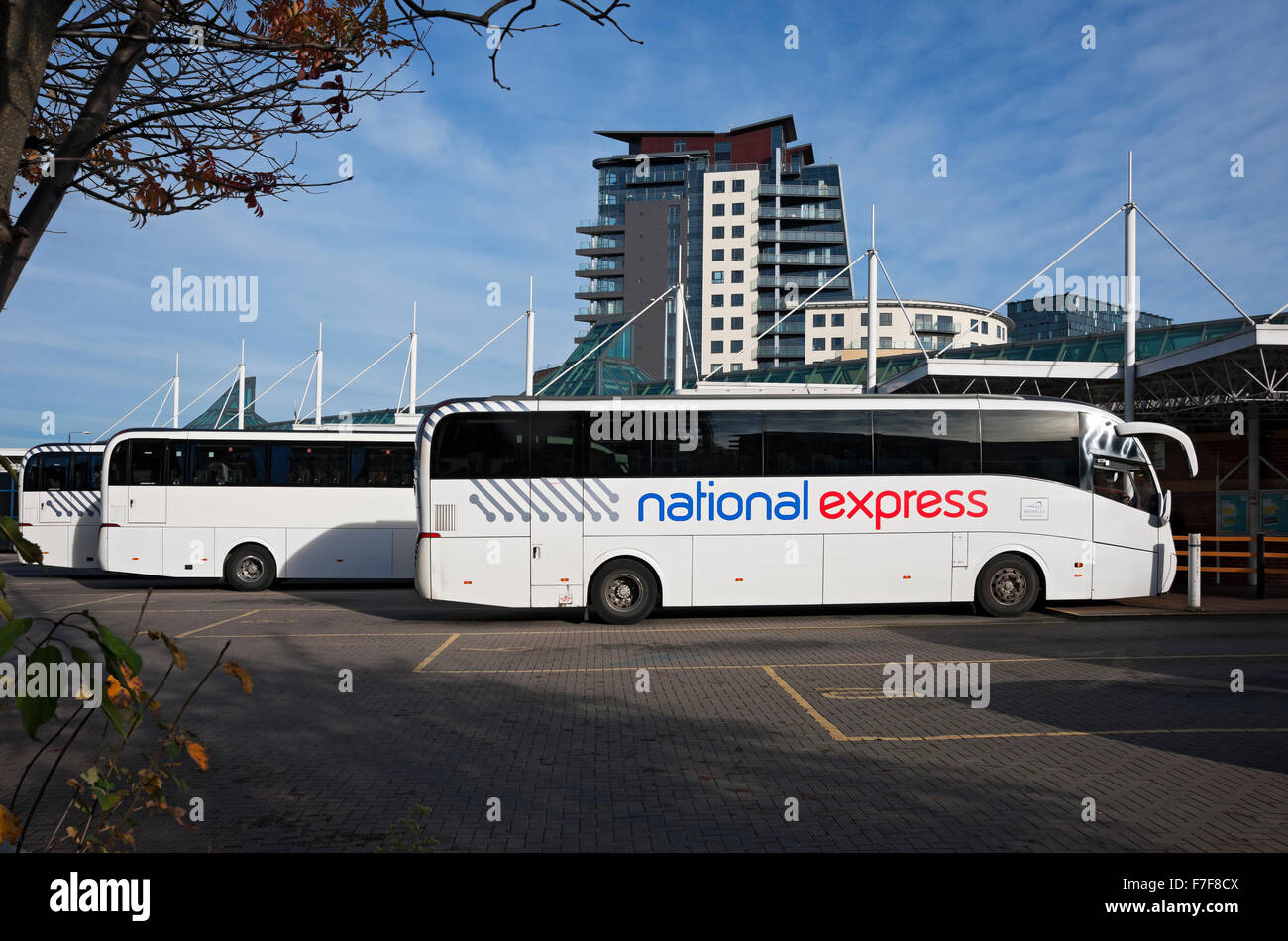National express coach coaches buses parked at the bus station Leeds ...
