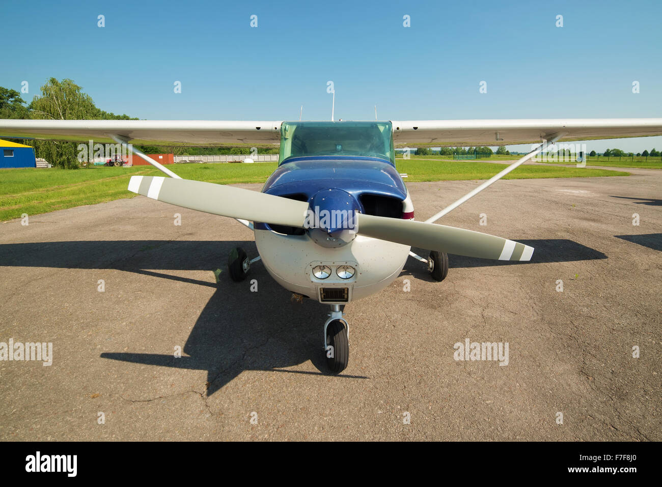 Small propeller light plane on a private airfield Stock Photo - Alamy