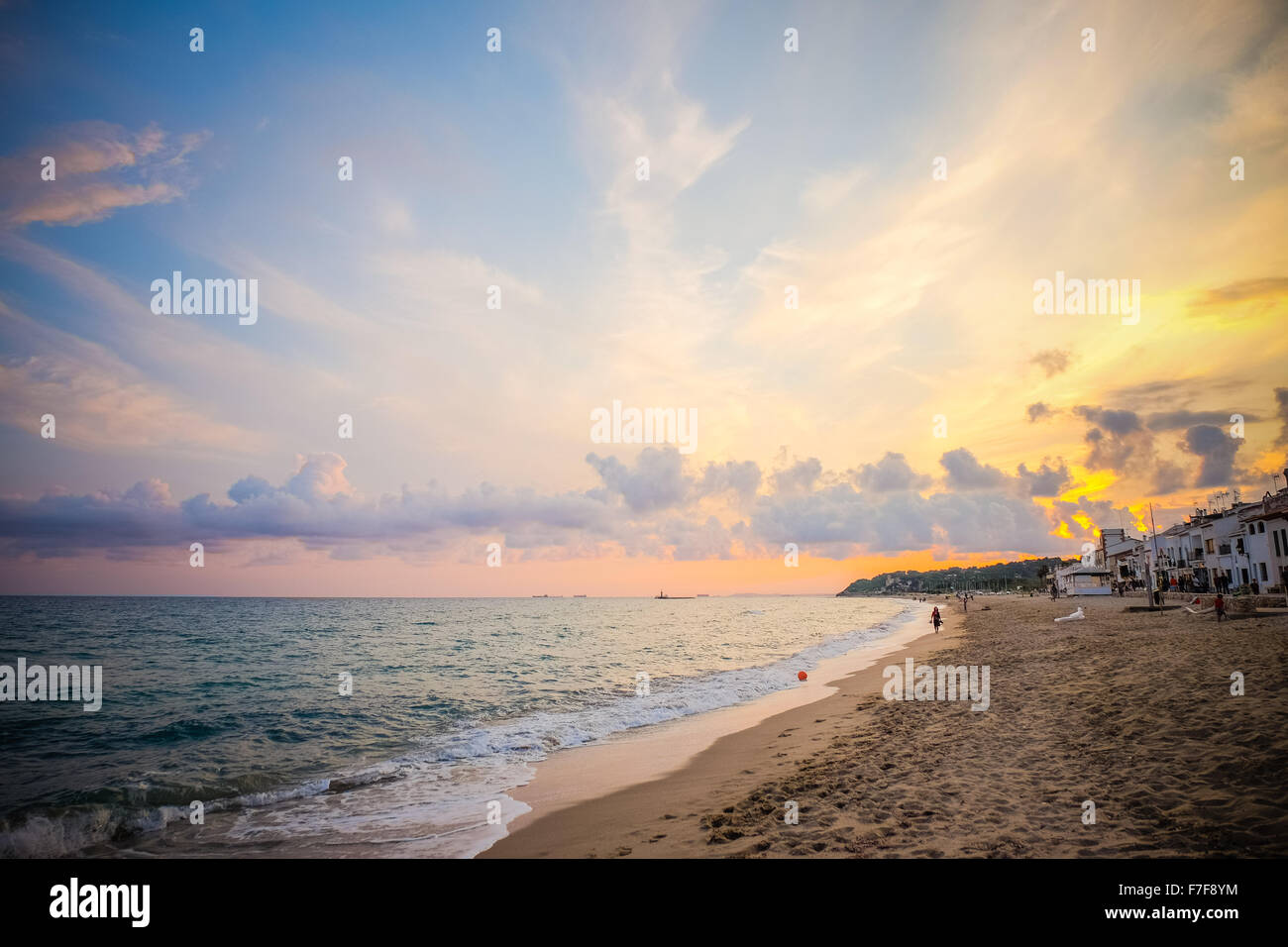 Altafulla beach sunset. Spain summer 2015 Stock Photo - Alamy