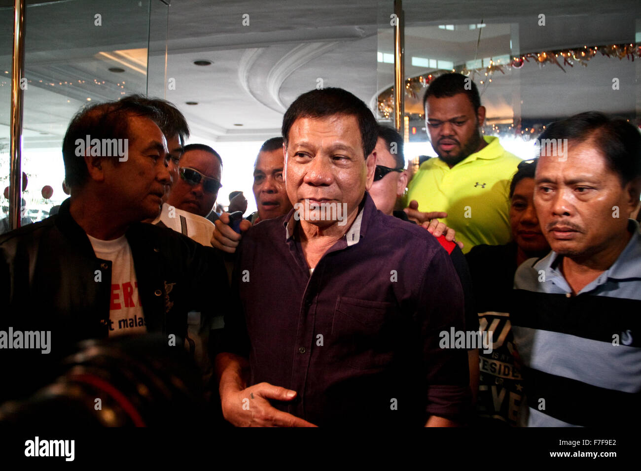 Philippines. 30th Nov, 2015. Mayor Duterte enters the Century Park ...