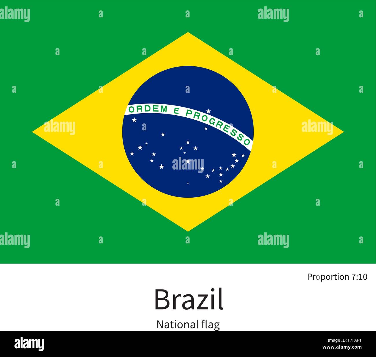 National flag of Brazil with correct proportions, element, colors Stock ...