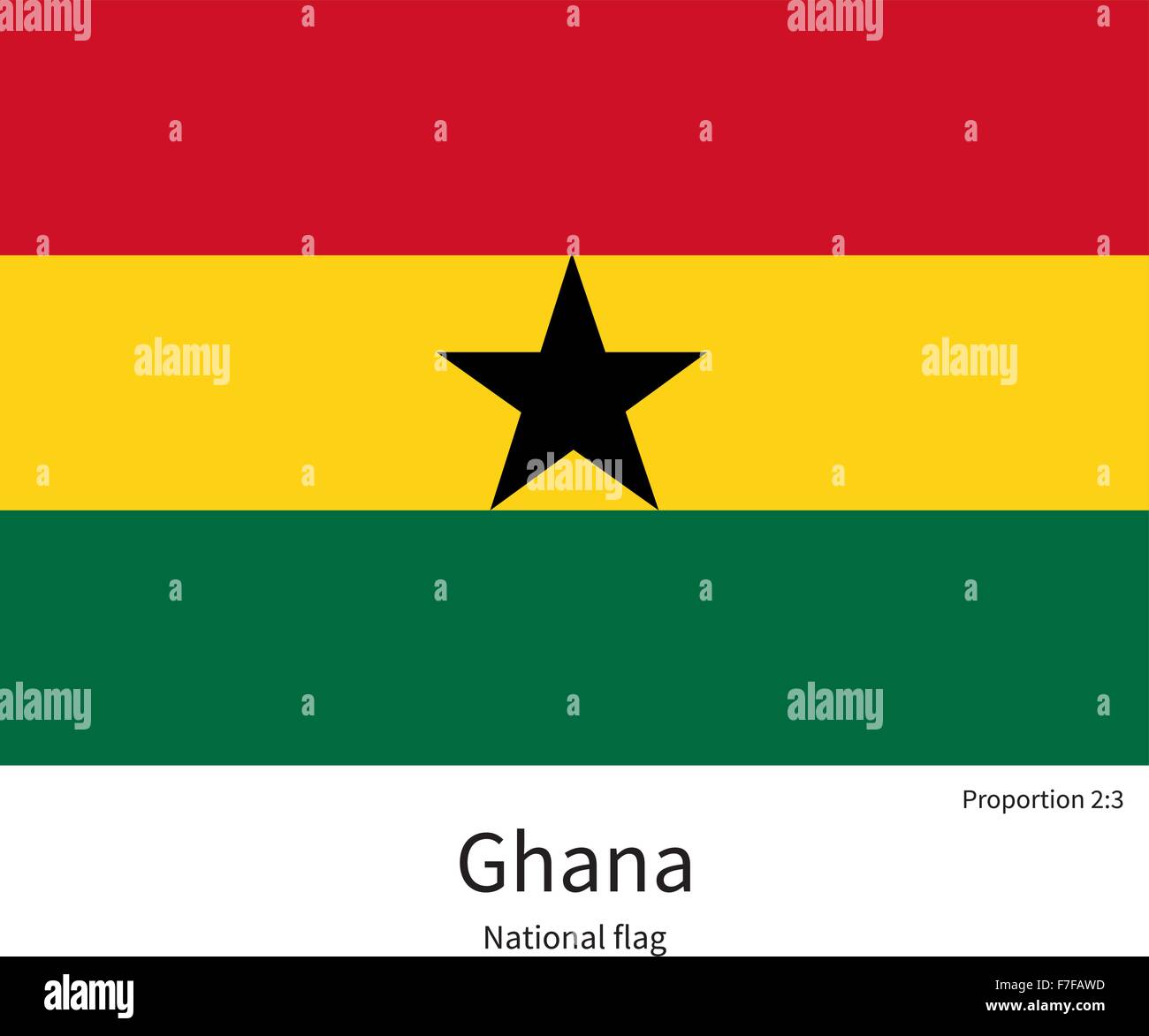 National flag of Ghana with correct proportions, element, colors Stock ...