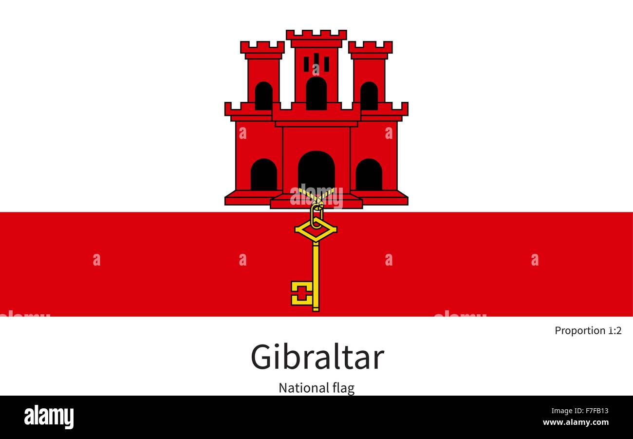 National flag of Gibraltar with correct proportions, element, colors ...