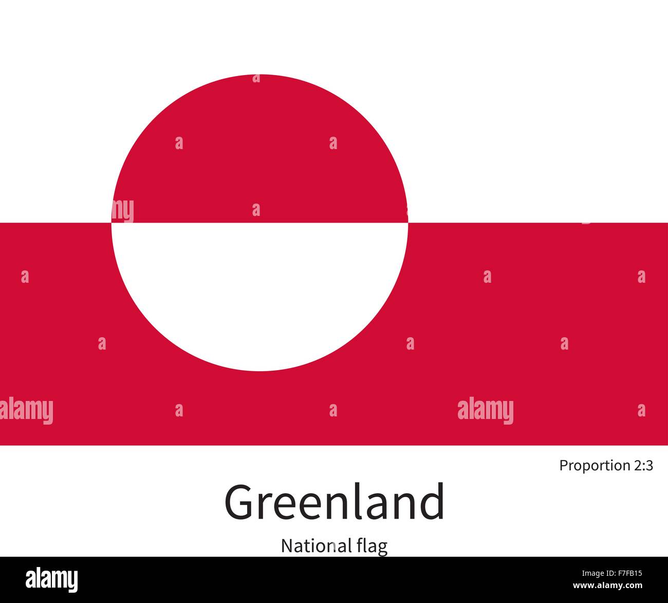 National flag of Greenland with correct proportions, element, colors ...