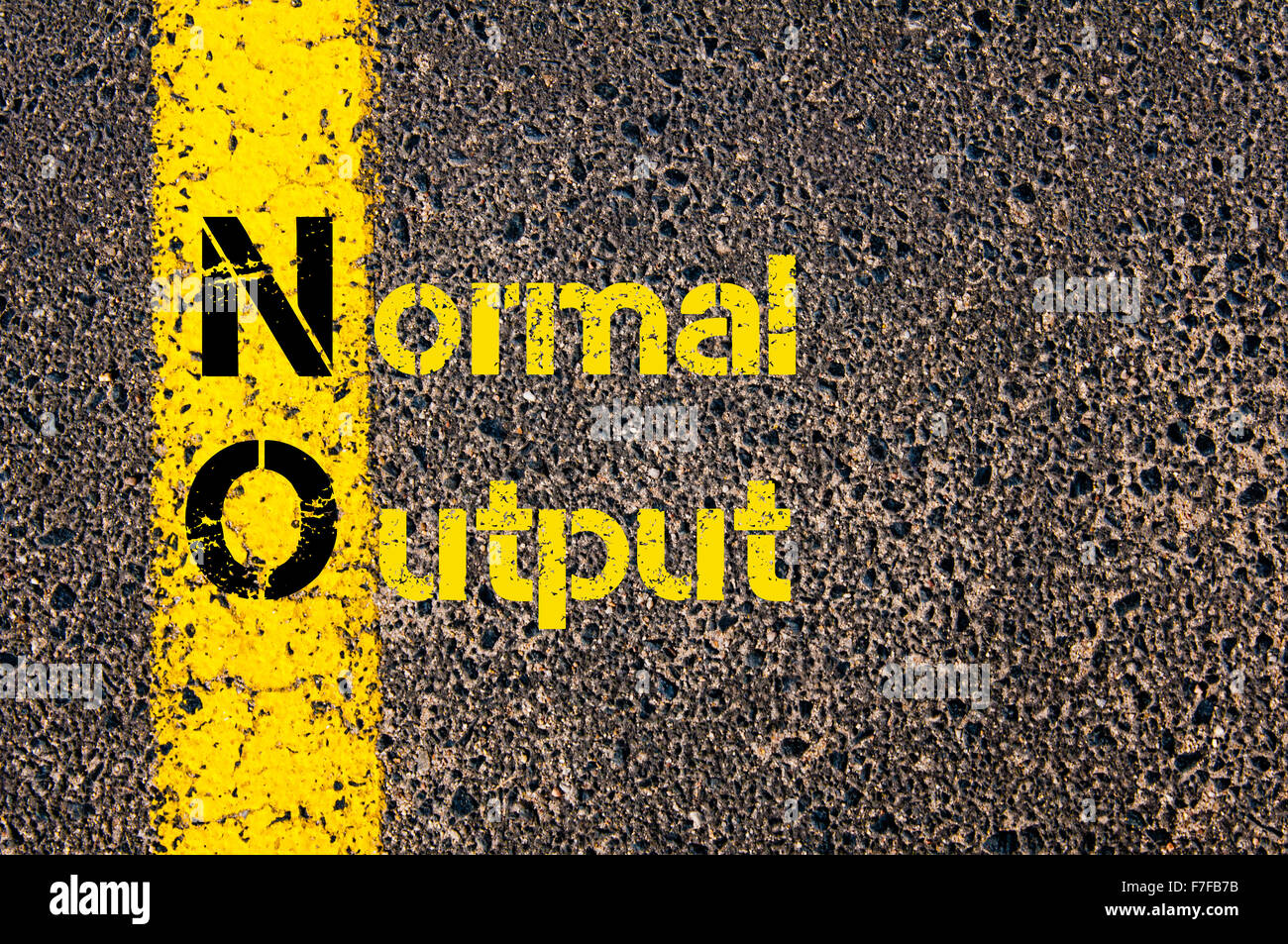 Concept image of Business Acronym NO as Normal Output written over road ...