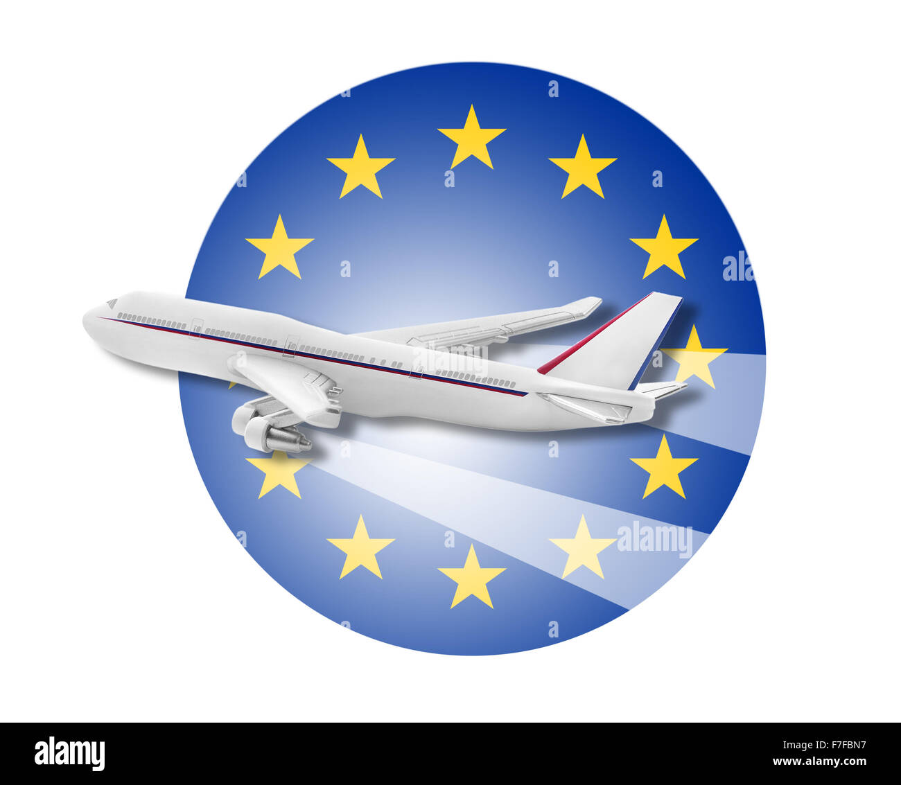Plane and European Union flag Stock Photo - Alamy
