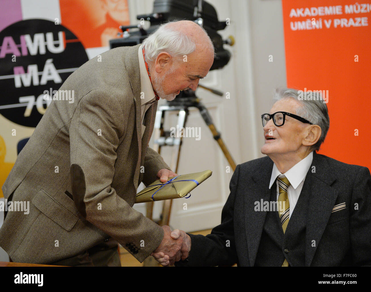 Film director and scriptwriter Vojtech Jasny (right) receives gold ...