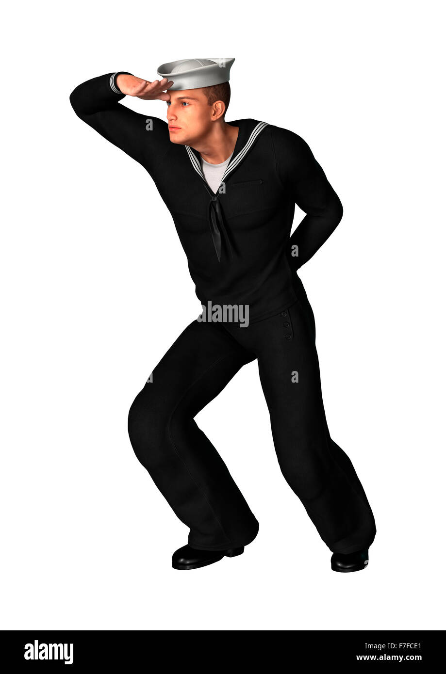 3D digital render of a young seaman isolated on white background Stock ...