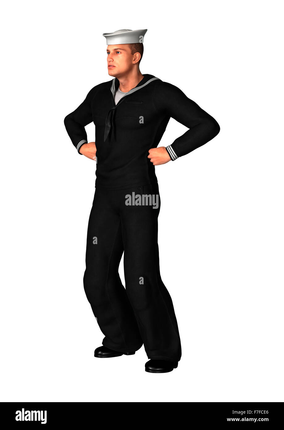 3D digital render of a young seaman isolated on white background Stock ...
