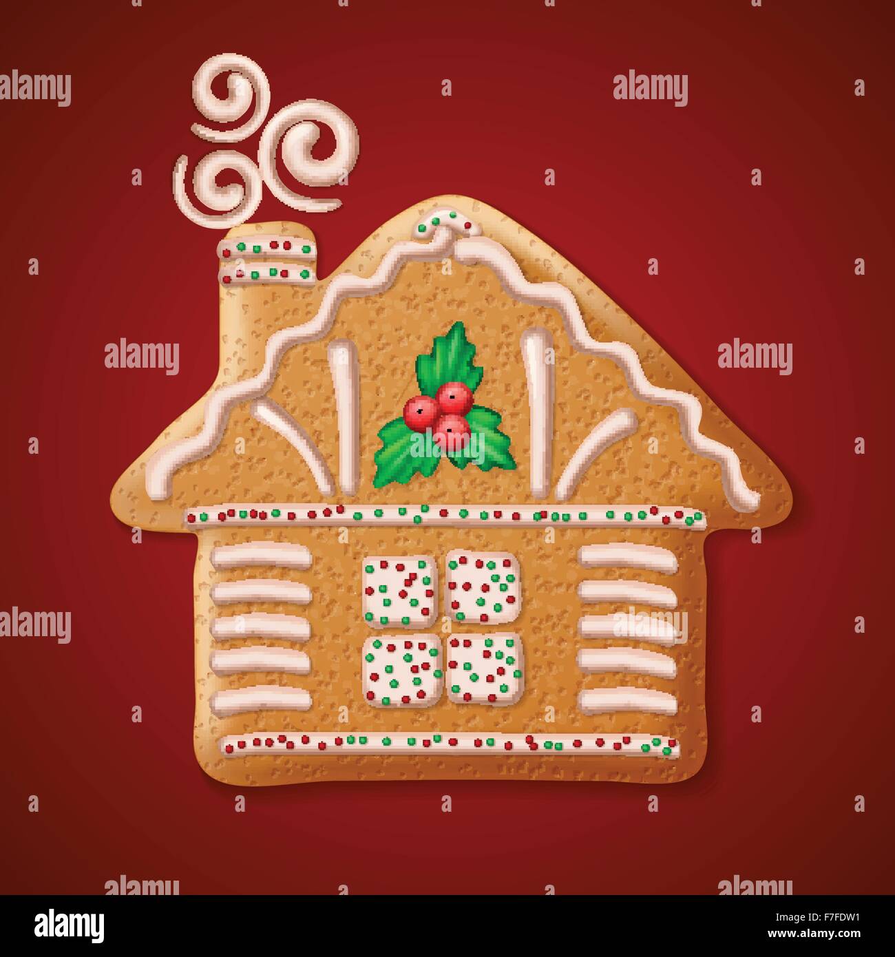 Ornate realistic vector traditional Christmas gingerbread house. Vector ...
