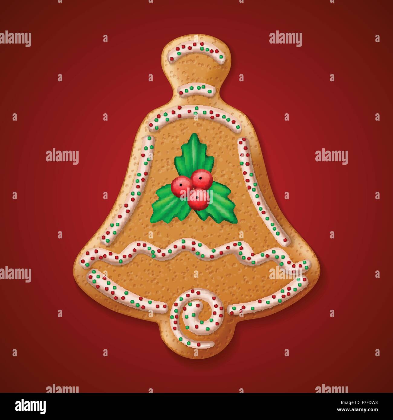 Ornate realistic vector traditional Christmas gingerbread Bells. Vector ...