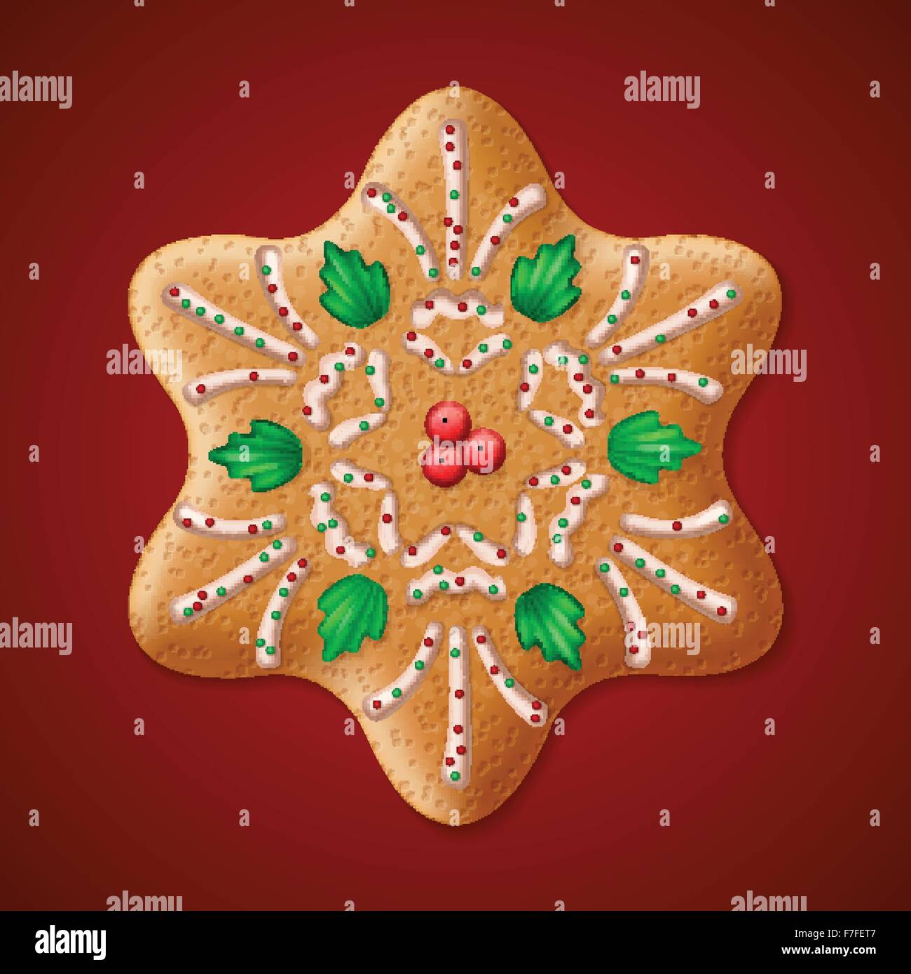 Ornate realistic vector traditional Christmas gingerbread Star. Vector ...