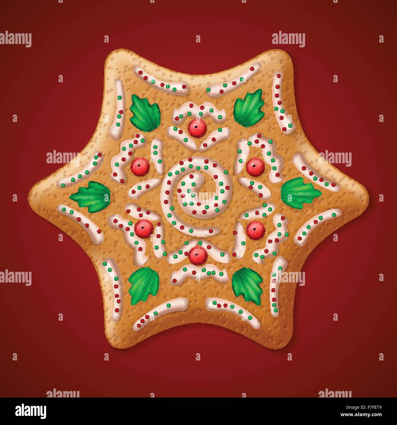 Ornate realistic vector traditional Christmas gingerbread Star. Vector ...