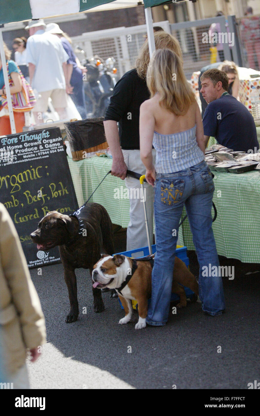 Rick Parfitt Shopping at Organic Farmers Market With his dog Marylebone ...