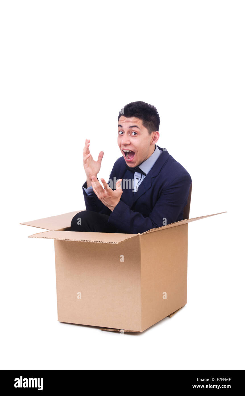 Funny man in the box Stock Photo - Alamy