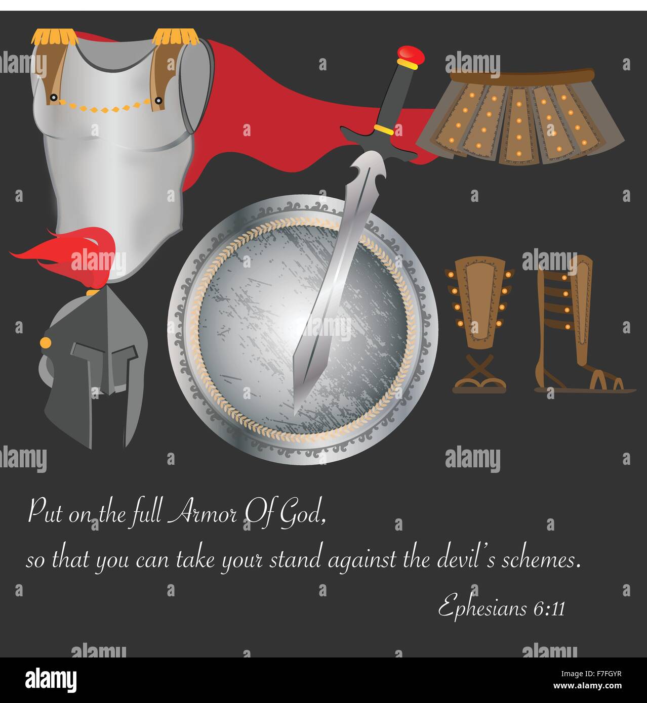 The Armor of God Christianity Warrior Faith Brave Pray Vector ...