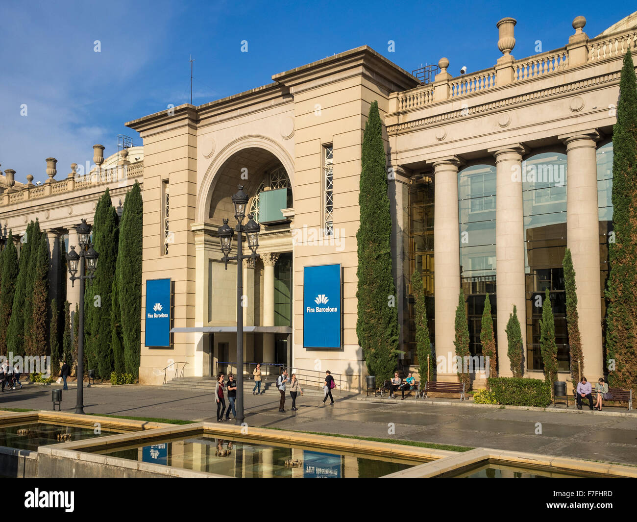 Exterior shot of the Fira Barcelona, a popular venue for trade shows ...