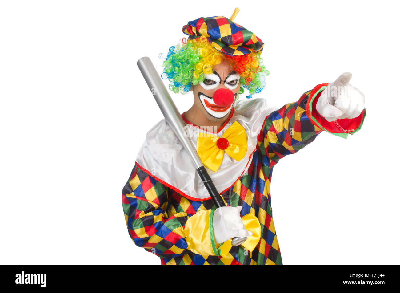 Clown with baseball bat isolated on white Stock Photo - Alamy