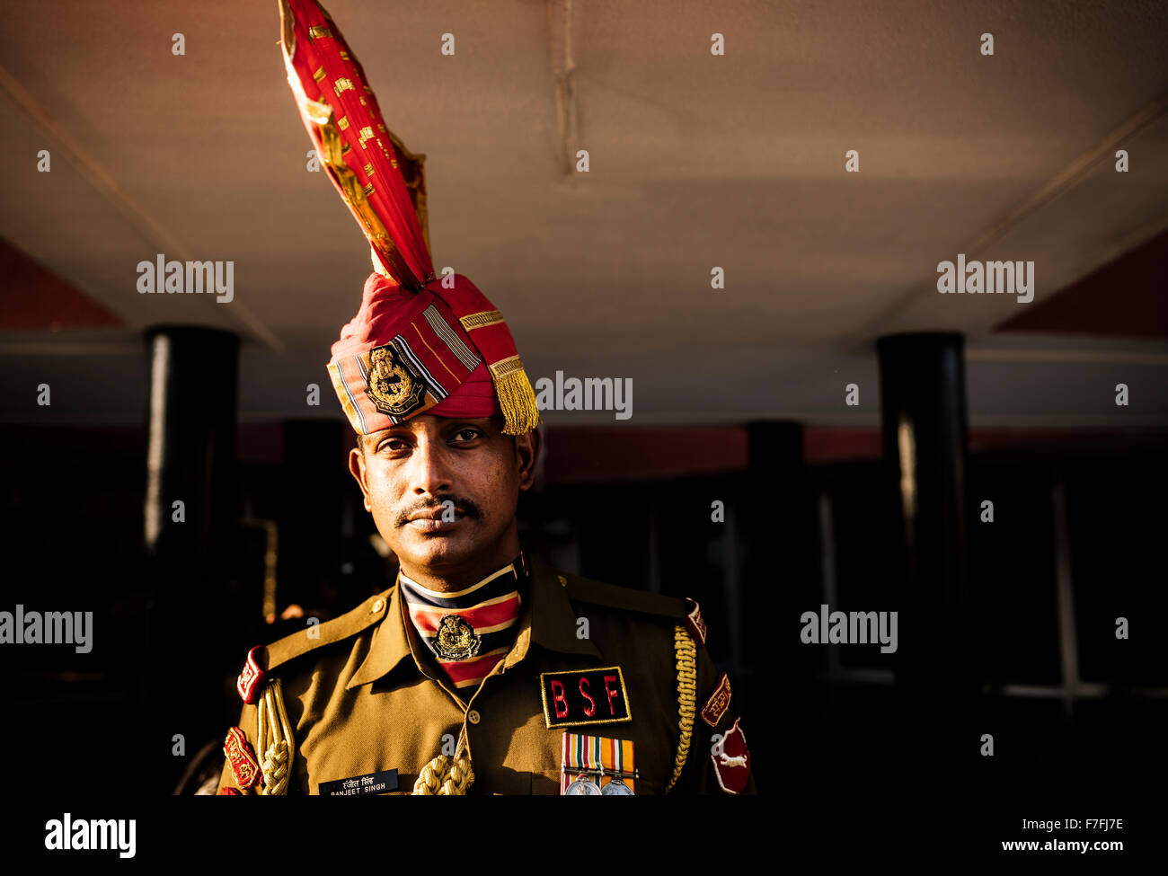 Indian Guard, Wagha Border Ceremony, Attari, Punjab Province, India ...