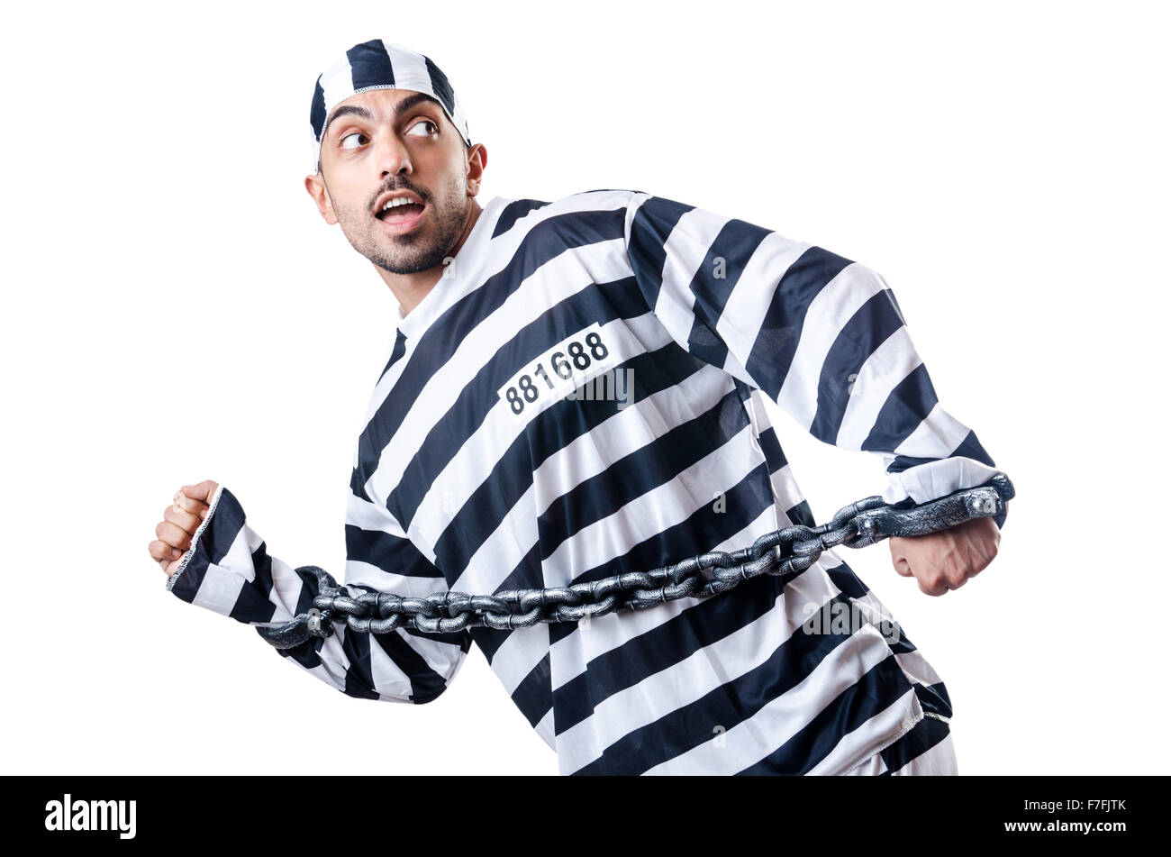 Convict criminal in striped uniform Stock Photo - Alamy