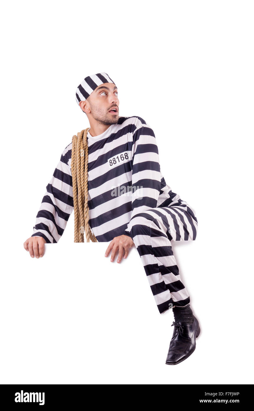 Convict criminal in striped uniform Stock Photo - Alamy