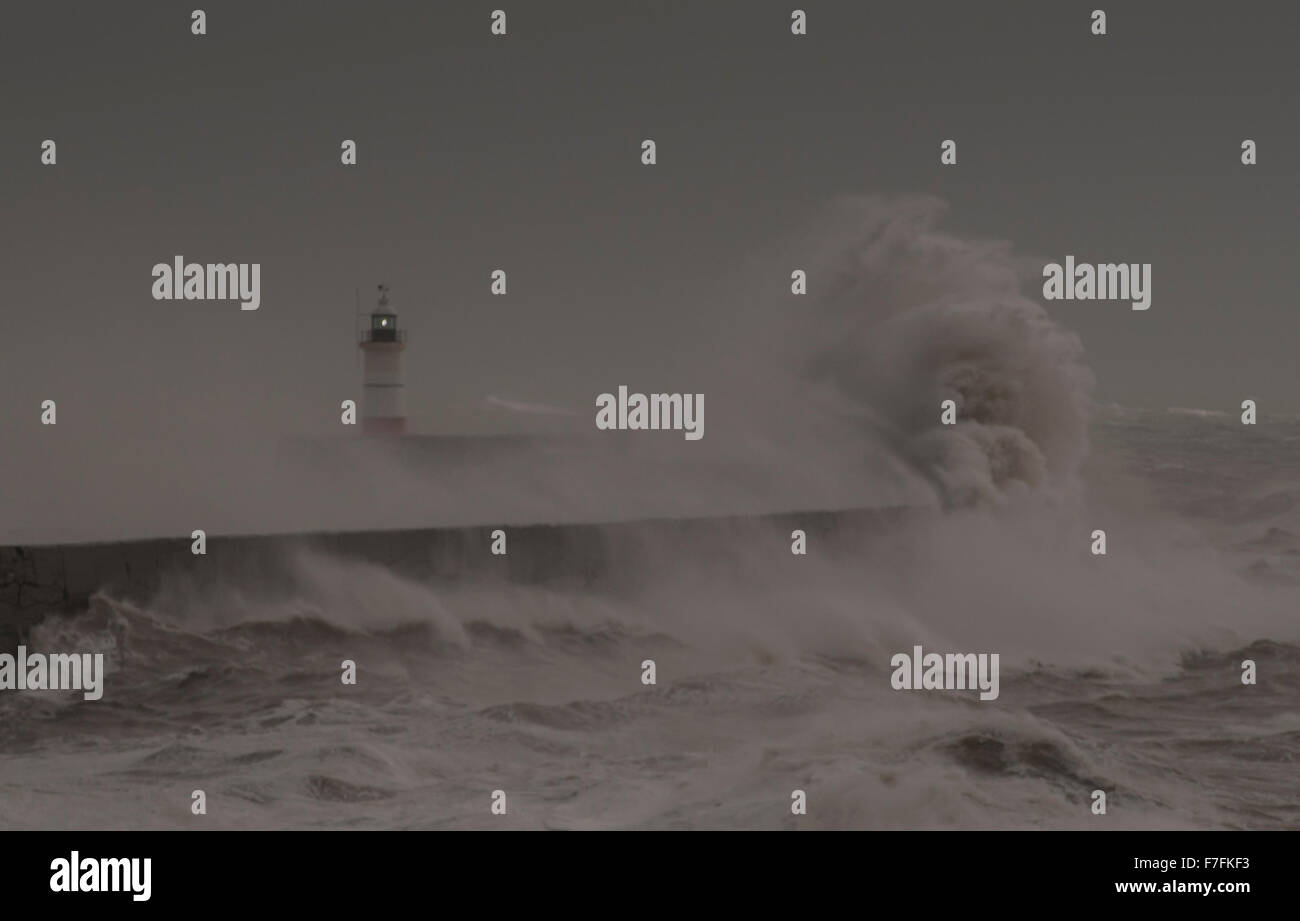 Newhaven, East Sussex, UK. 30th November 2015. Ferocious wind whips the ...