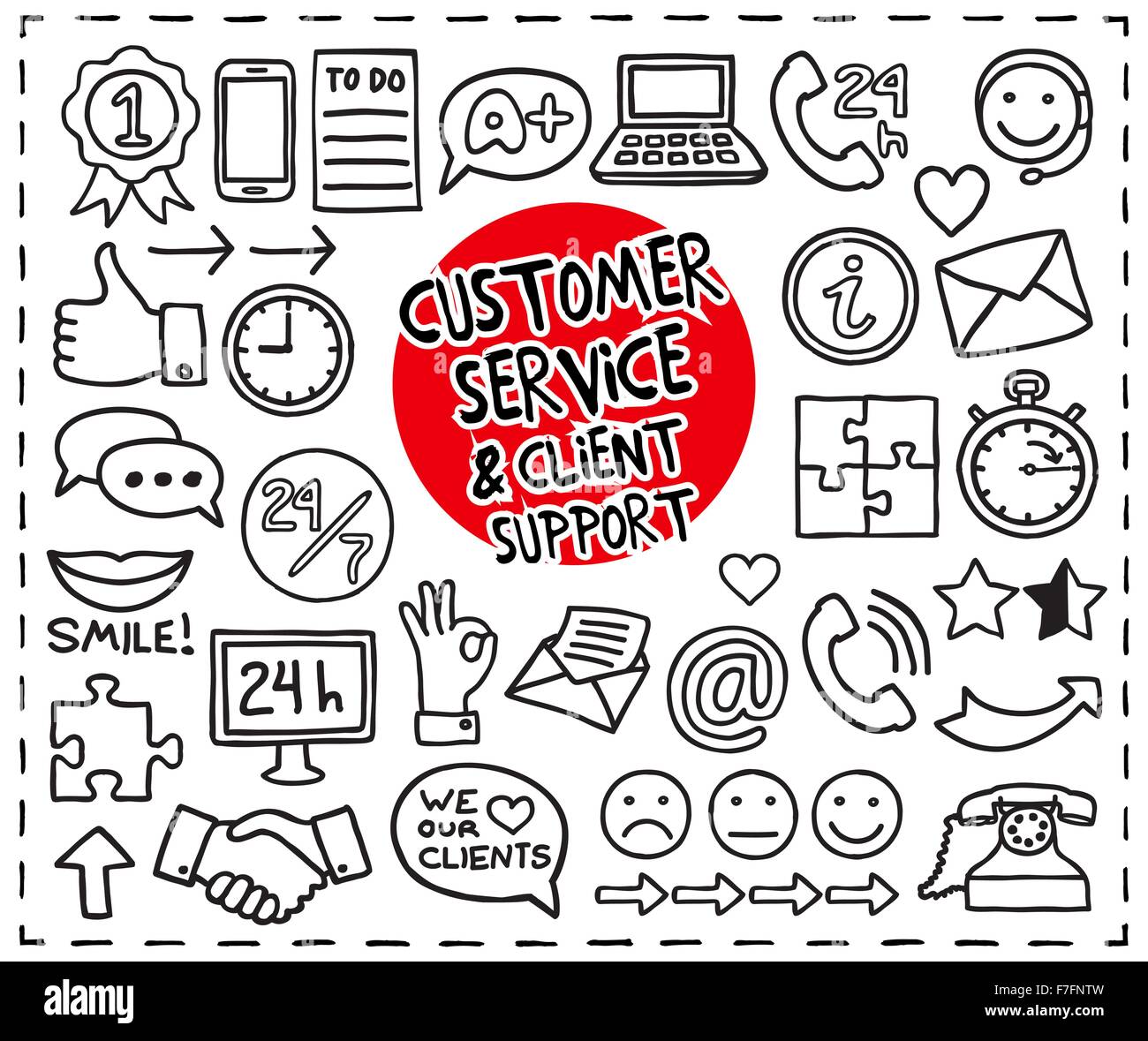 Doodle Customer Service icons Stock Vector Image & Art - Alamy