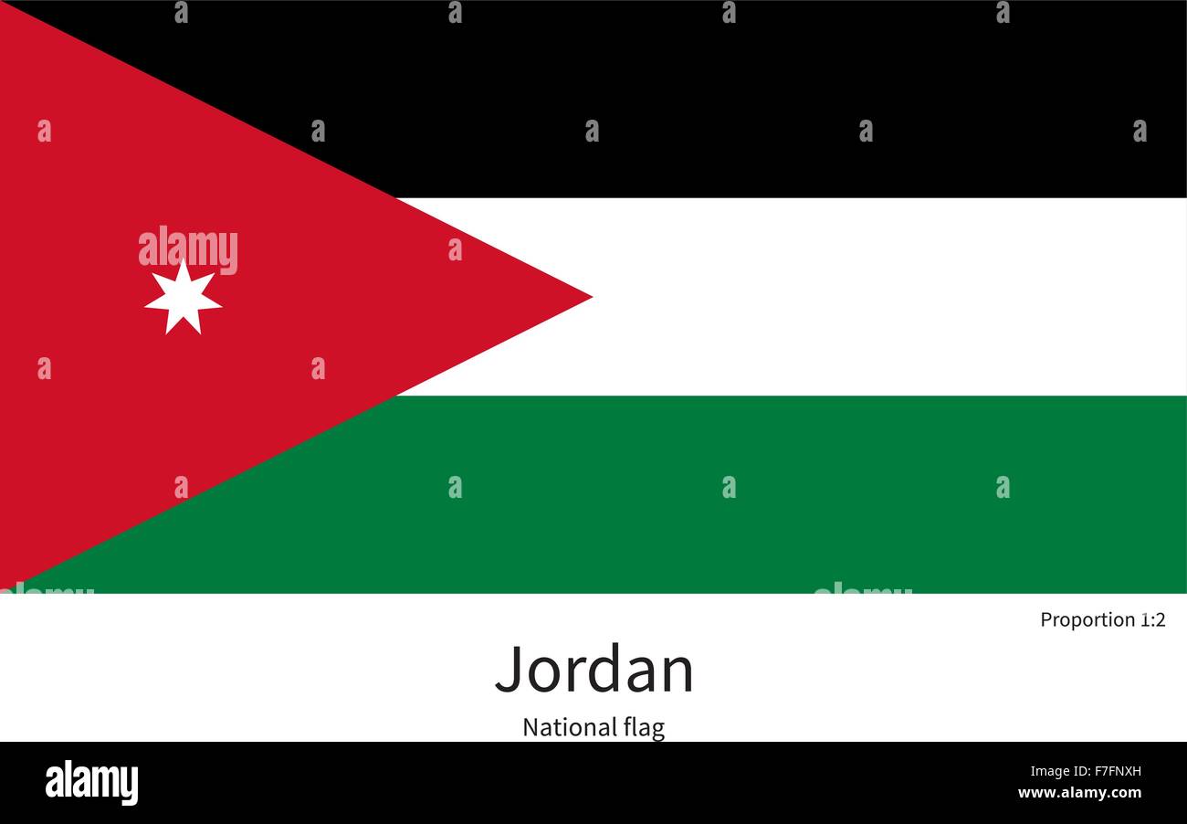 National flag of Jordan with correct proportions, element, colors Stock ...